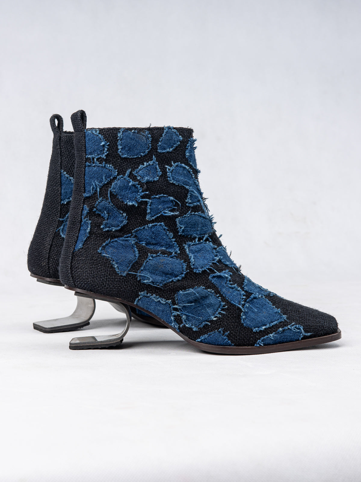 Black & Blue Humble Jute and Stainless Steel Ankle Boots