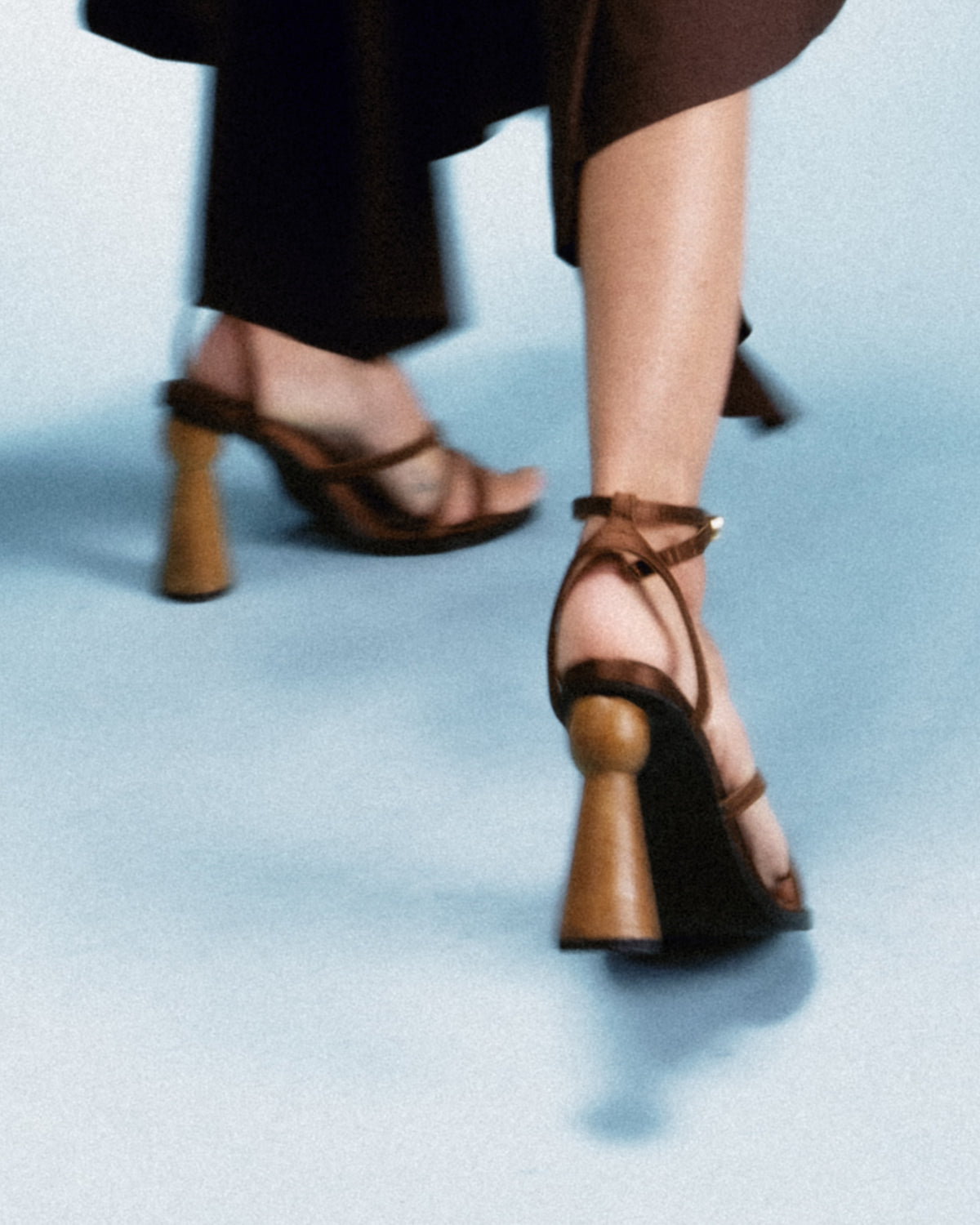 Goblet Sandal in Satin and Hand Turned Wooden Heel